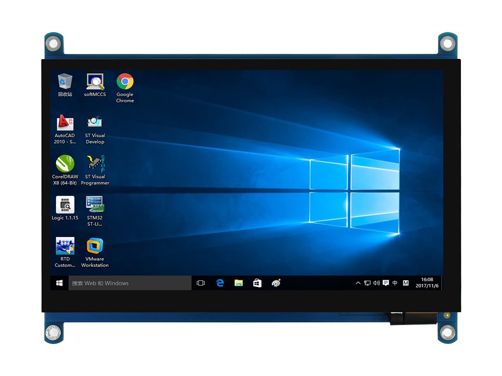 TOP1 7 inch QLED Quantum Dot Display Capacitive Touch Screen Monitor 1024×600 G+G Toughened Glass Panel for Raspberry Pi/Jetson Nano/Game Console, 7HP-CAPQLED