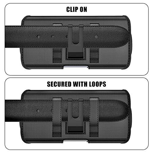 Stronden Holster for iPhone 14, 14 Pro, 13, 13 Pro, 12, 12 Pro - Military Grade Nylon Holster Belt Case with Metal Clip & Magnetic Closure Pouch (Fits Slim/Thin Case only)