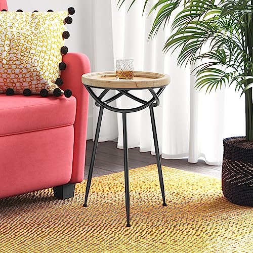 Amazon Brand โ Stone & Beam Modern Rustic Wood and Metal Side End Table, 16.25" W, Natural