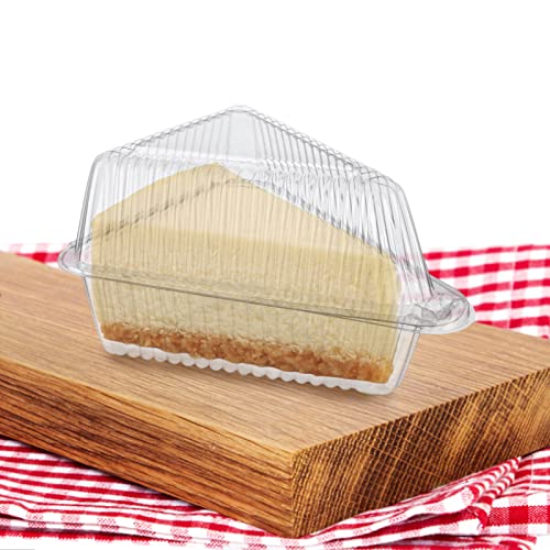 200 Pcs Transparent Cake Slice Containers Plastic Containers with Lids 5β Clear Medium Hinged Lid Cheesecake Pie Container Disposable to Go Box Food Containers for Take Out Packaging
