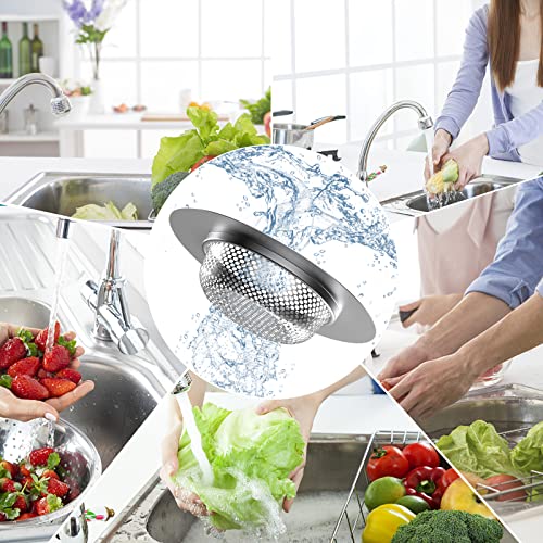 2 Pack Kitchen Sink Strainer, Stainless Steel, Large Wide Rim 4.5" Diameter, Food Catcher for Most Sink Drains Basket Strainer