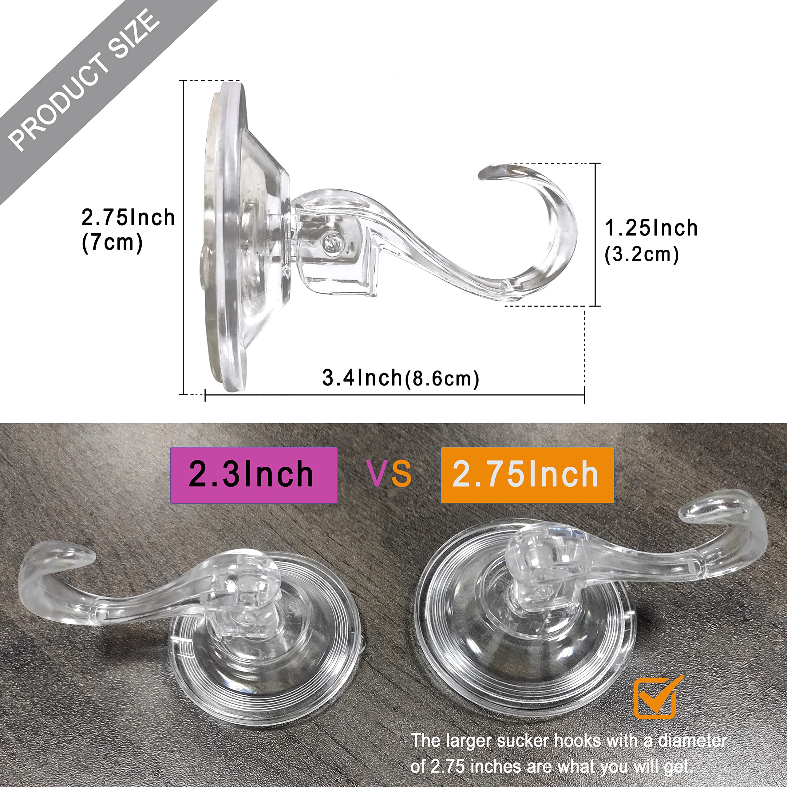 6 pack Suction Cup Heavy-Duty Wreath Hook,Large Clear Reusable Wreath Vacuum Hanger,use for Windows Tiles Glass Smooth Doors and Mirrors to Hang Bags Coats Umbrellas kitchenware and Christmas Wreaths
