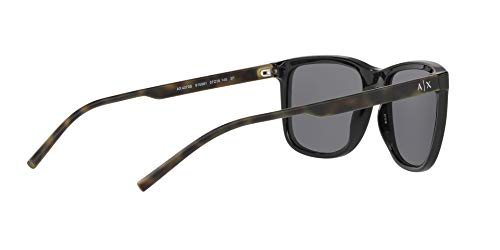 A|X ARMANI EXCHANGE Men's AX4070S Square Sunglasses, Black/Grey Polarized, 57 mm