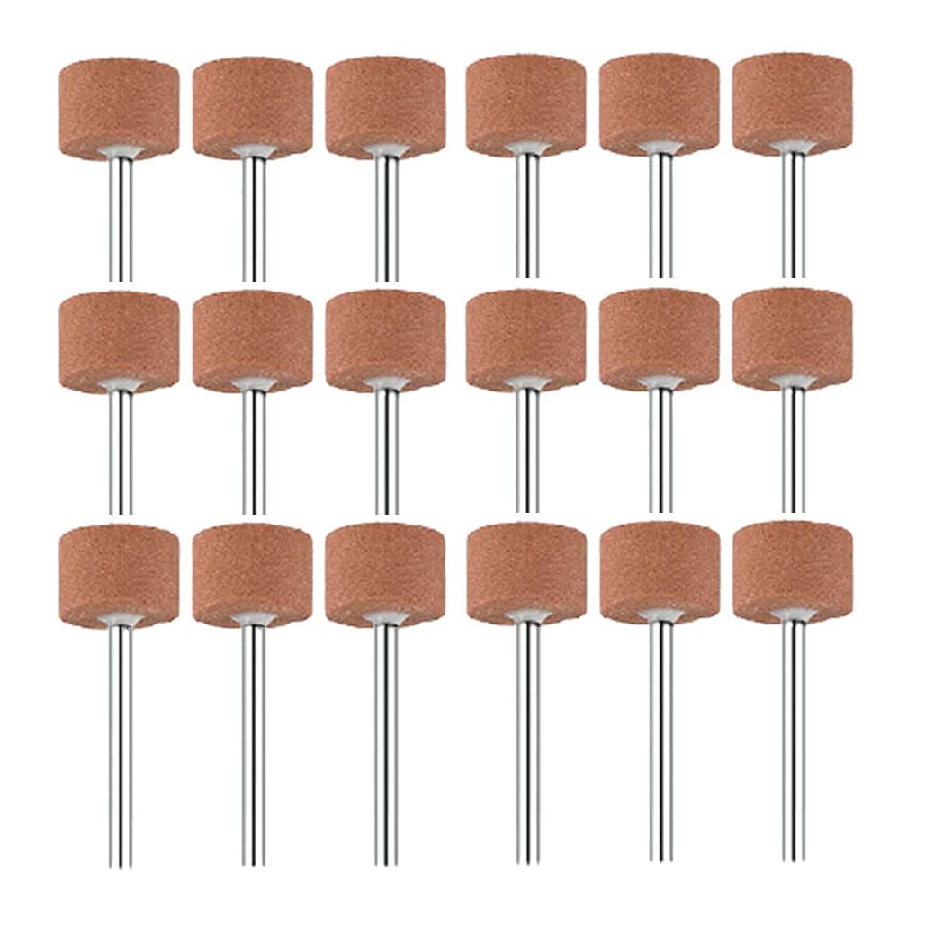18pcs Rotary Grinding Stones, 1/8'' Shank 15MM Dia Cylinder Shape Abrasive Stone Mounted Grinding Tool for Dremel Rotary Tools
