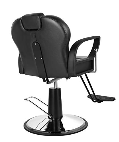 Eastmagic All Purpose Barber Chair Reclining Salon Chair for Hair Stylist Heavy Duty Base Black
