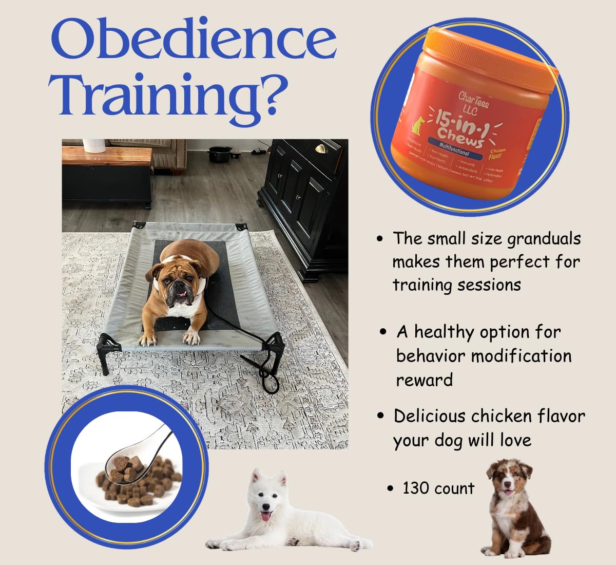 15-in-1 Multivitamin Dog or Cat Chews - Salmon Oil, Immune Support, Heart Health, Hip and Joint Health - 130 Soft Chews
