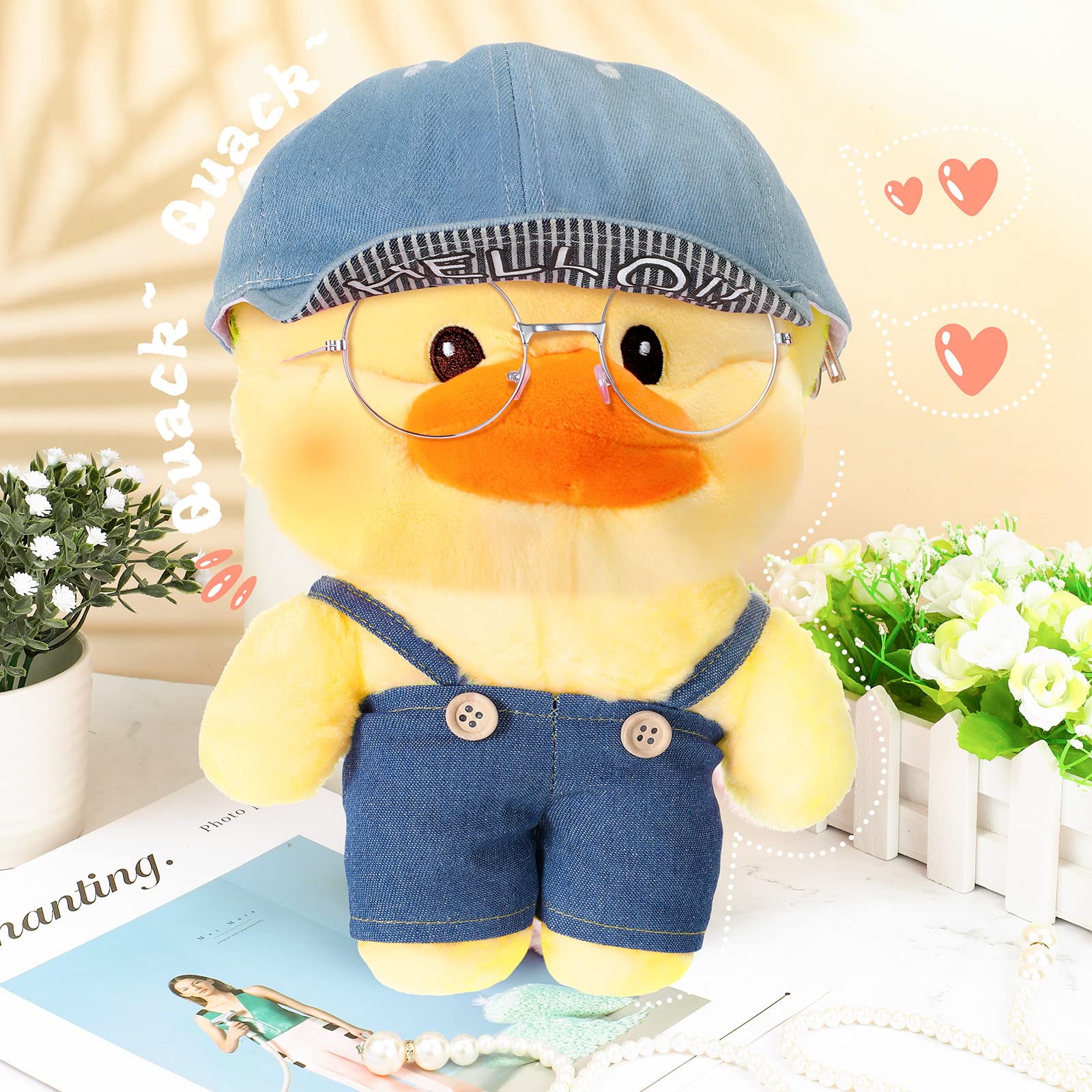 6 Pcs 12 Inch Duck Stuffed Animals Clothes Duck Clothes Accessories Include Cute Clothes Glasses Hat Kawaii Plush Doll Clothes for Ducks Dress up DIY Gift(Lovely Style)