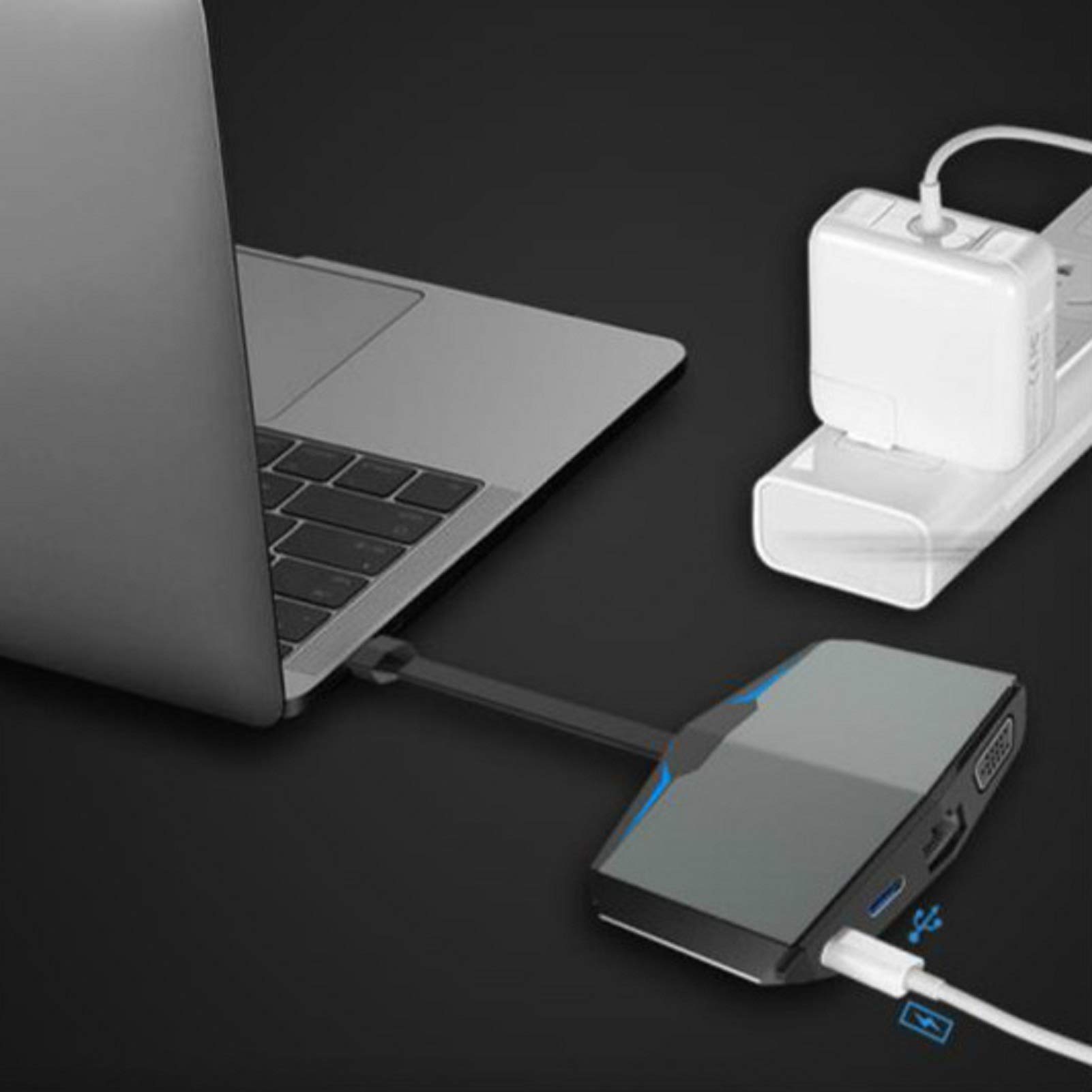 6 in 1 USB-C HUB Docking Station Multi Function Type C to Dual PD USB 3.0 Hubs Converter