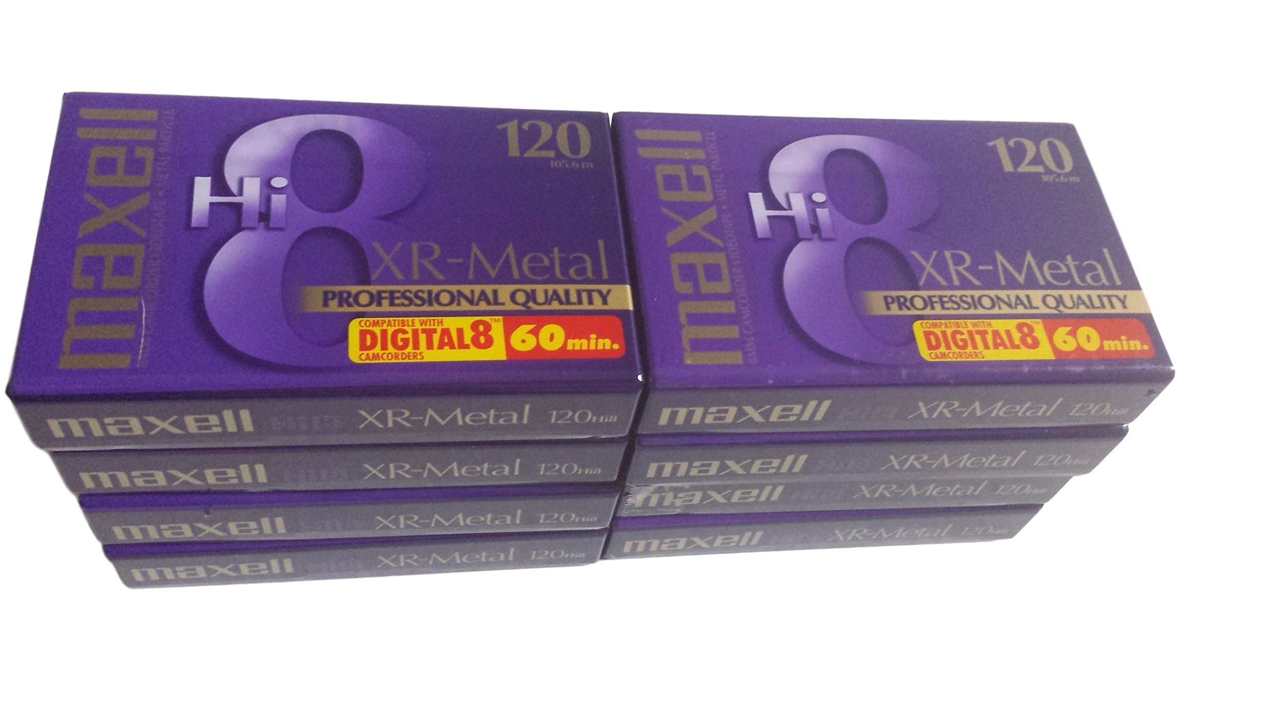 8 PACK MAXELL XR-METAL 120 PROFESSIONAL 8MM Hi8 60 min. TAPES