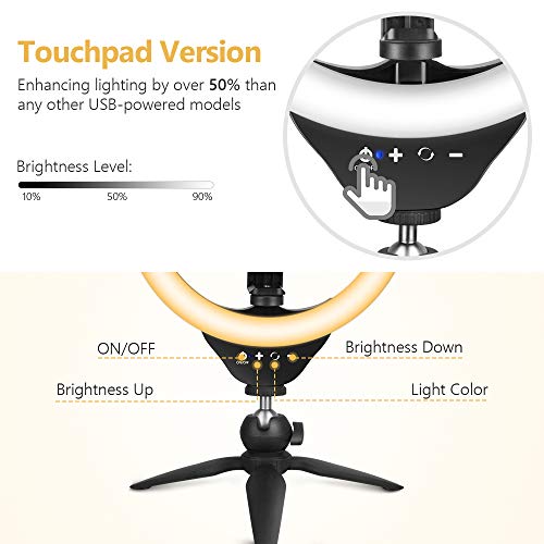 UBeesize 10" Selfie Ring Light with Tripod Stand & Cell Phone Holder, Dimmable Desktop LED Circle Light for Live Streaming/Makeup/YouTube/TIK Tok, Compatible with iOS and Android Phones