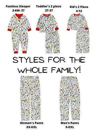 Dr. Seuss Grinch Cat in The Hat Infant Baby Footless Sleeper Pajamas (18 Months, White/Multi)