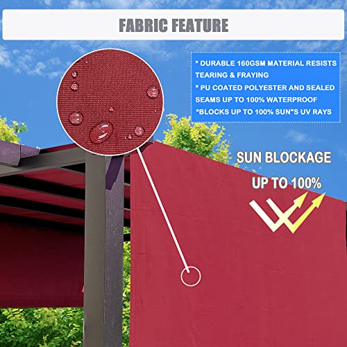 Alion Home Universal Waterproof Pergola Shade Cover β Pergola Replacement Canopy β Outdoor Adjustable Shade Cover with Heavy Duty Weighted Metal Rods (16' x 7', Burgundy Red)