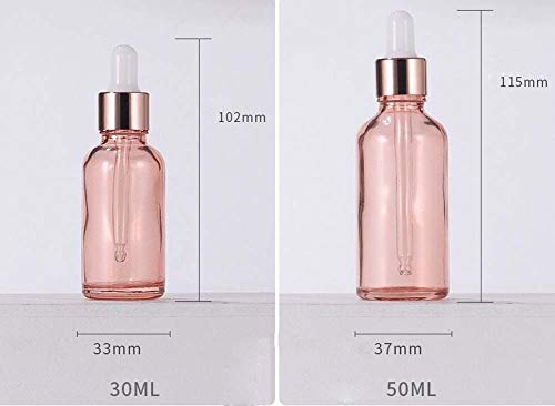 6 Pack Essential Oil Dropper Bottle Pink Glass Dropper Bottle Cosmetic Liquid Aromatherapy Bottle Perfume Sample Vial Travel DIY Dropper Pipette Bottles (50ml/1.7oz)