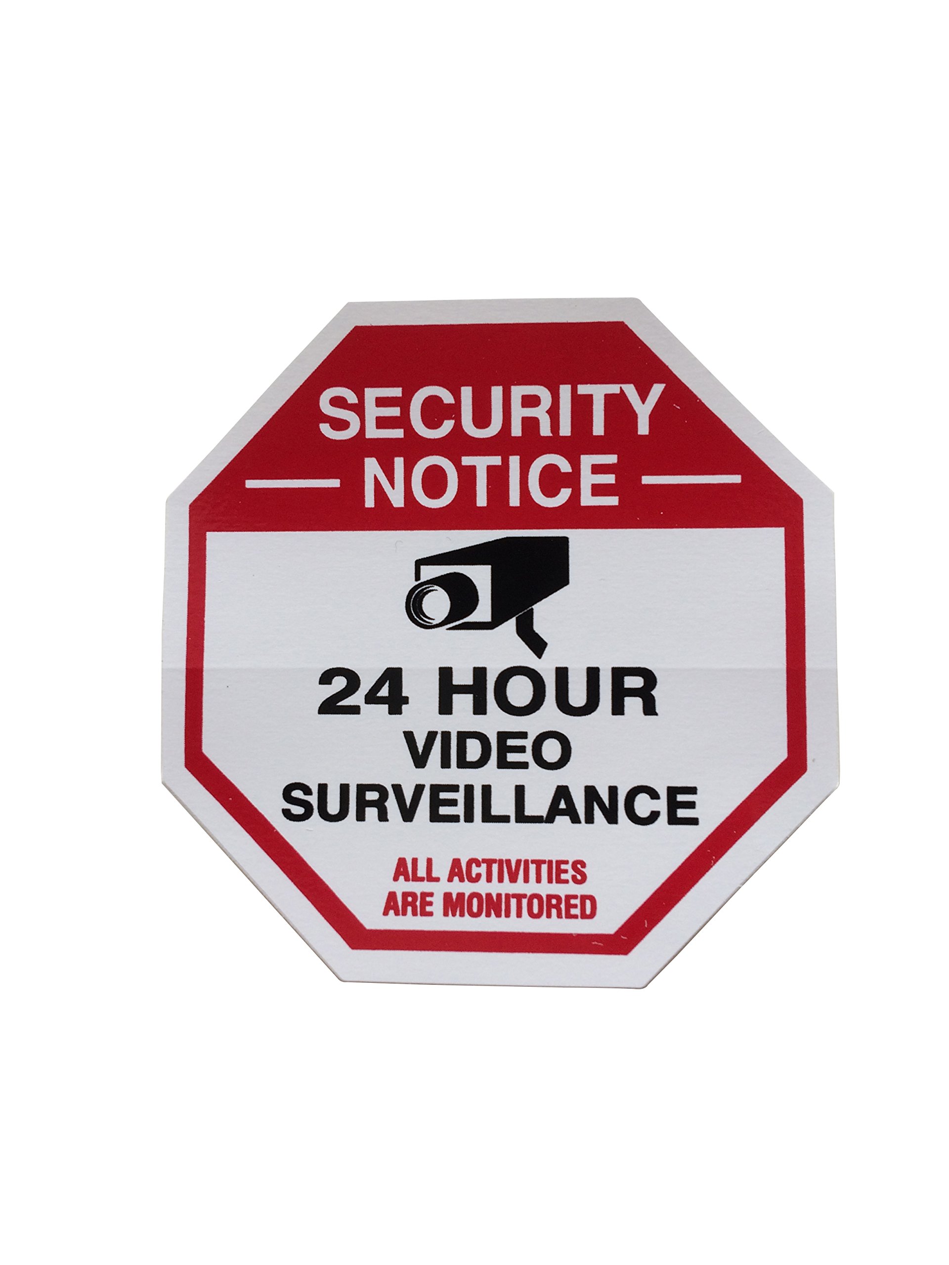 8 Red Octagon-Shaped Video Surveillance System Security Door & Window Stickers 3 X 3 Inch Vinyl Decals