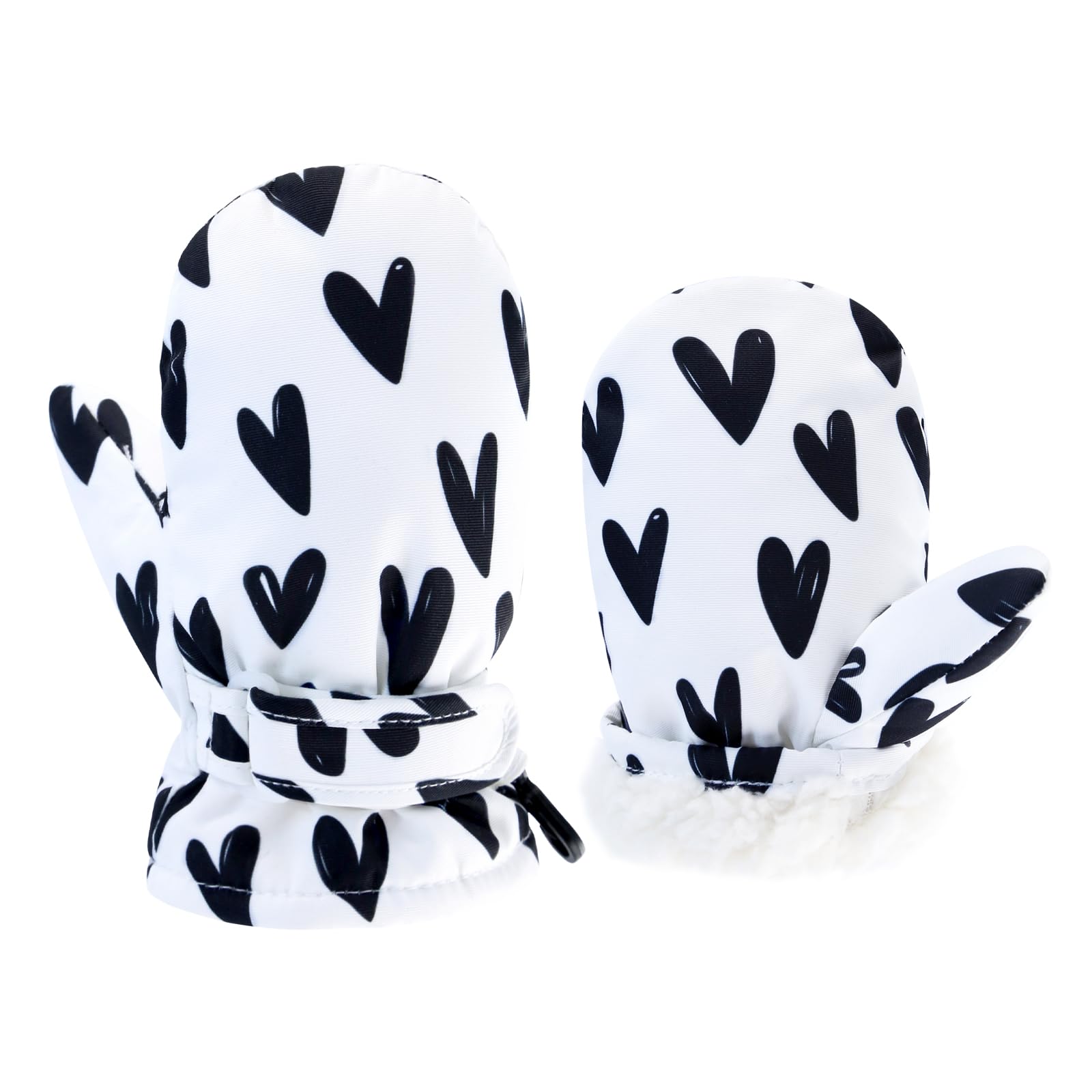 BAVST Toddler Waterproof Mittens Fleece Lined Baby Boys Girls Winter Warm Glove Kids Snow Infant Ski Mitten for 3M-5T (Sweet Heart, 1-2T)