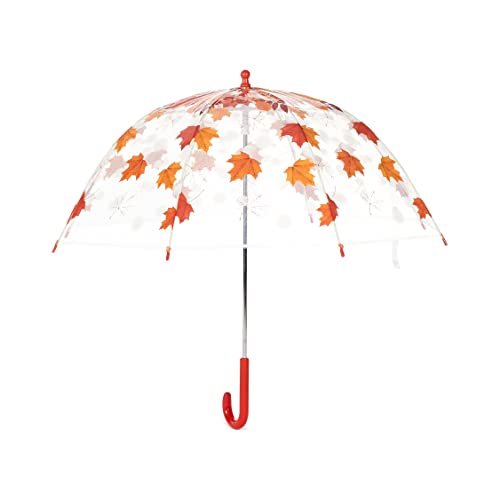 Amazon Basics Kids Clear Round Bubble Umbrella, 26.5 inches, Maple Leaf