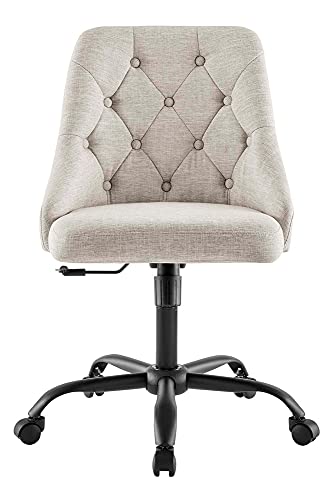 Modway Distinct Tufted Swivel Upholstered Office Chair, Black Beige 23 x 20.5 x 32