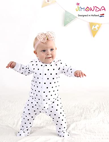 Jimonda Baby Girls Boys Pajamas,Organic Cotton PJS Sleeper,Zipper Closure Non-Slip Footie (Houndstooth&Dots, 9-12 Months)