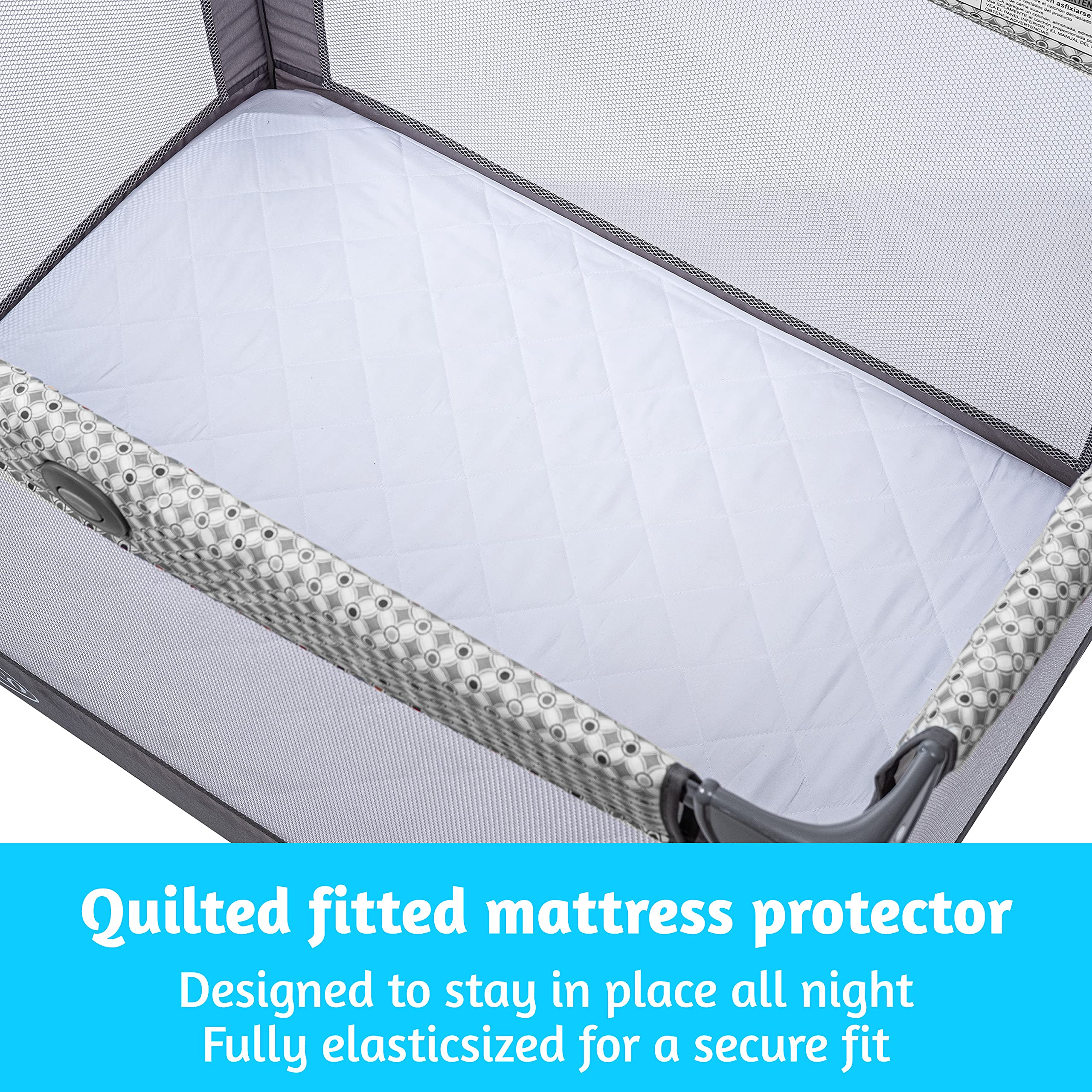 Pack n Play Fitted Waterproof Mini Crib Mattress Protector | 2 Pack | 27" X 39" | Quilted Crib Mattress Cover Pad Fits Most Pack n Plays, Mini Crib, Playards and Foldable Mattresses
