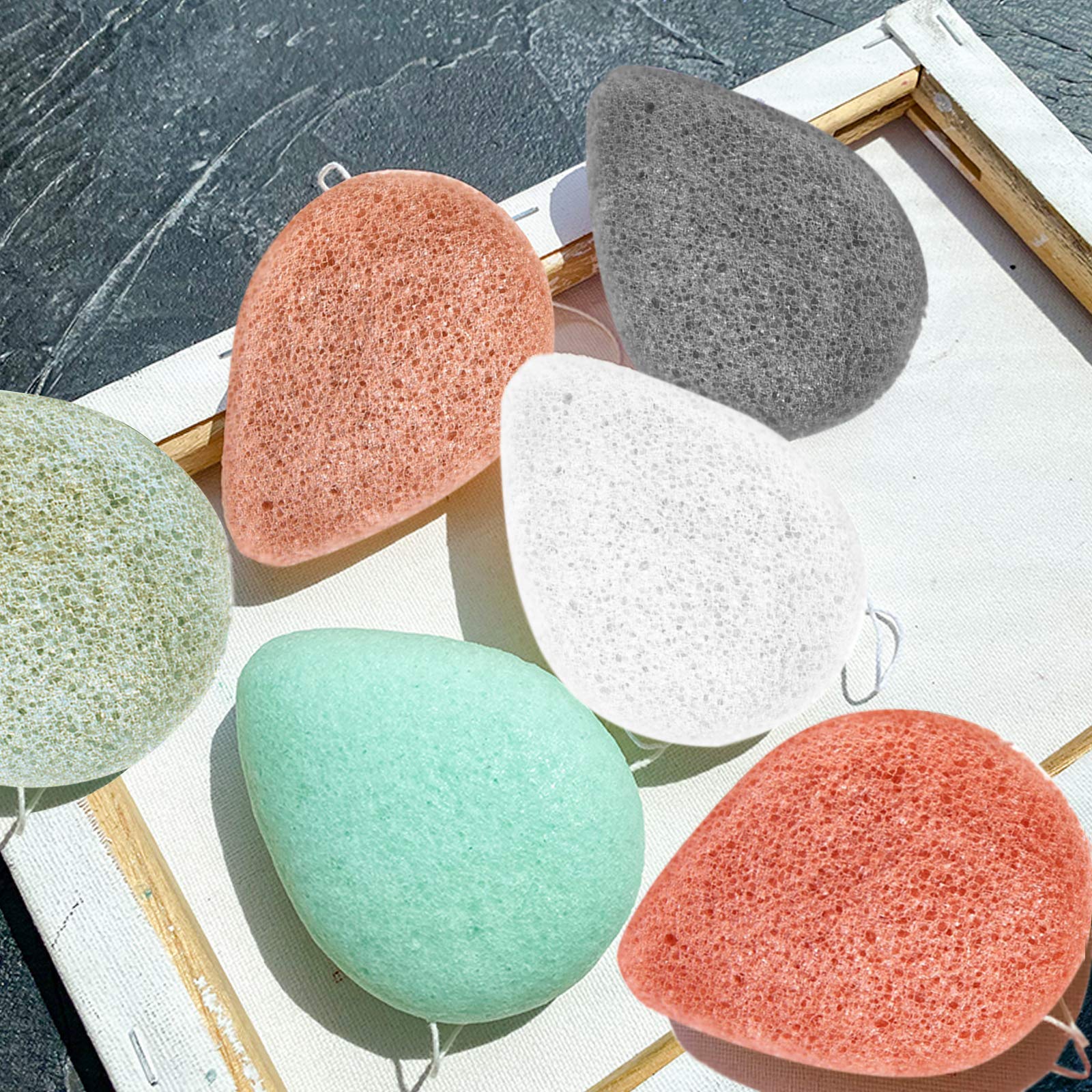 6 Pack Natural Konjac Facial Sponges, findTop 6 Colors Konjac Facial Sponges for Gentle Face Cleansing and Exfoliation