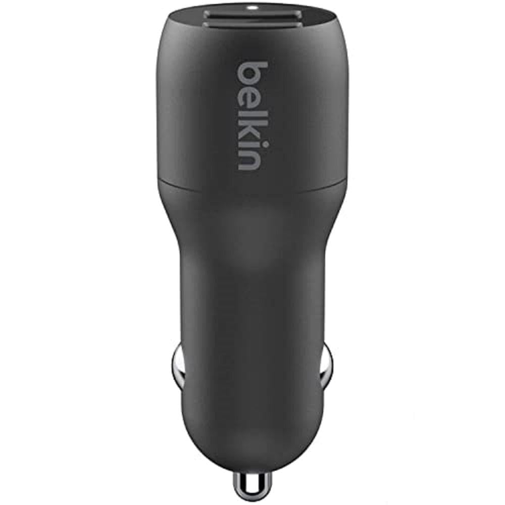 Belkin 24 Watt Dual USB Car Charger - 2 12W USB A Ports with Fast Charging for Apple iPhone 14, 14 Pro, 14 Pro Max, iPhone 13, 13 Pro, 13 Pro Max, Samsung Galaxy, AirPods & More - USB-C Charger