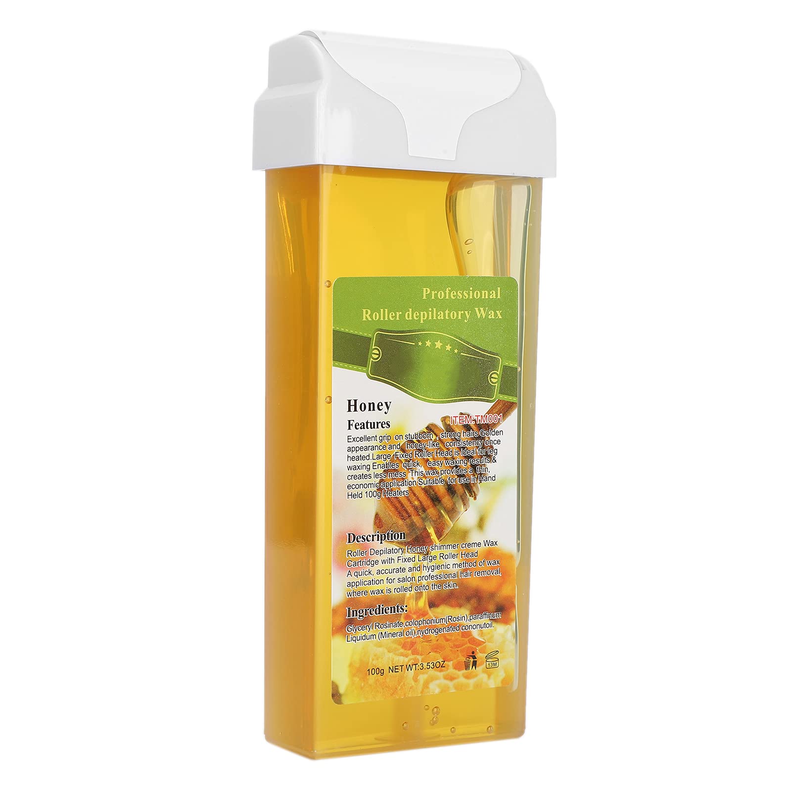 Roll-On Wax Cartridge for Hair Removal 100g Roller Depilatory Wax for Body Legs Arms Armpit Hair Removal Professional or Home Uses(Honey)