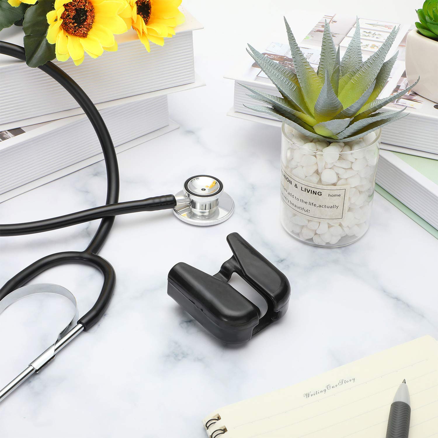 Black Waist Belt Stethoscope Holder Clip Lightweight Holster Plastic Stethoscope Tube Holder, Fits Most