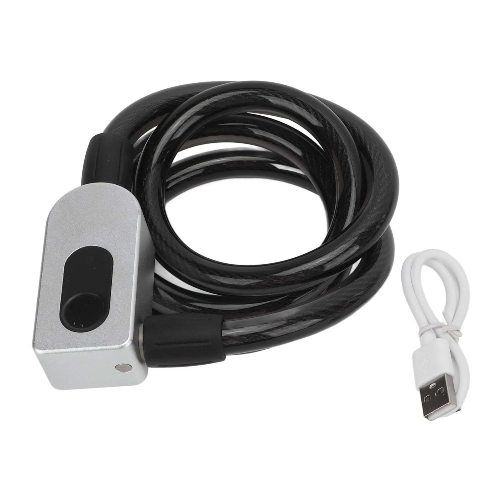 1M Fingerprint Bike Lock Cable, Waterproof Anti-Theft Keyless Bicycle Chain Lock with USB for Outdoor Use