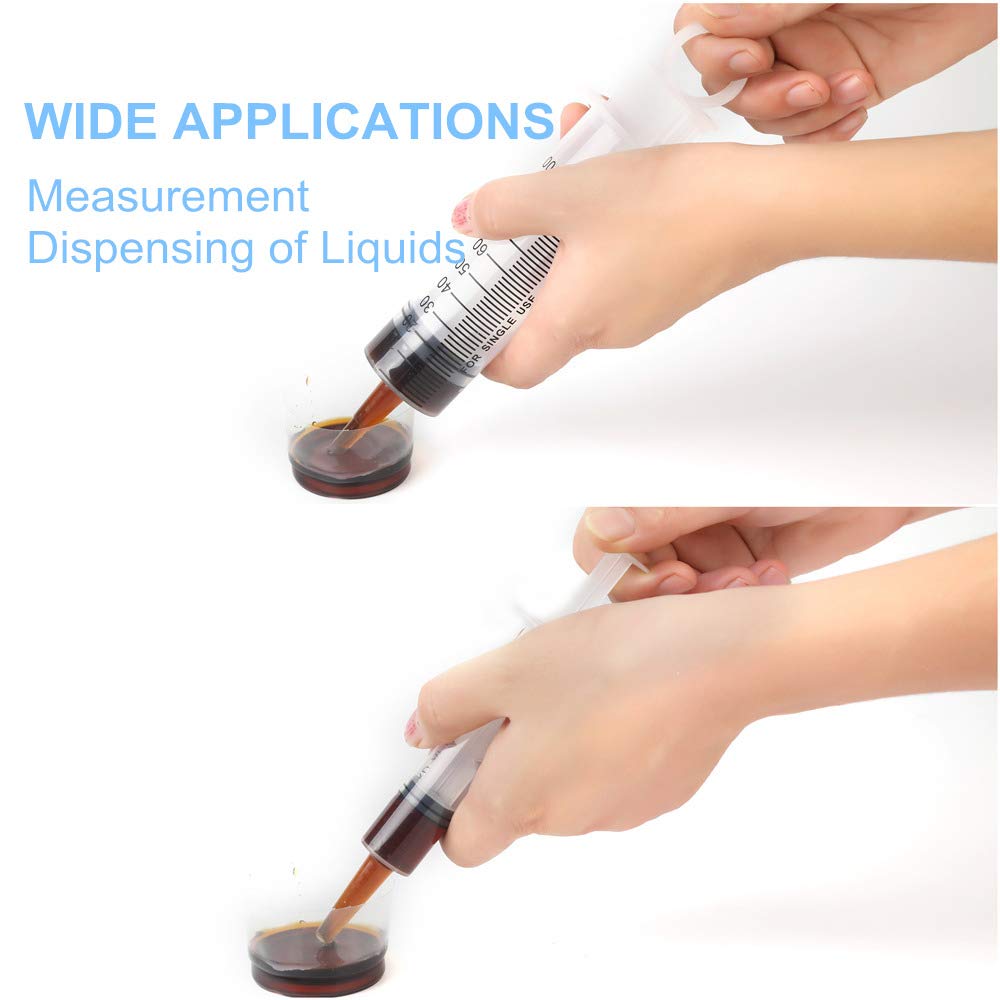Blunt Tip Liquid Syringe Without Needle - Resin Refilling Glue Lube Liquid Plastic Syringes, 5 Pack 60 ml/cc Syringes for Lip Gloss Base Ink Precision Oil Craft Applicator