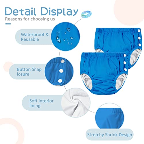 Durio Reusable Swim Diapers Washable Baby Swim Diaper Waterproof Unisex Infant Toddler Swimming Diapers 6-12 Months 02 White & White