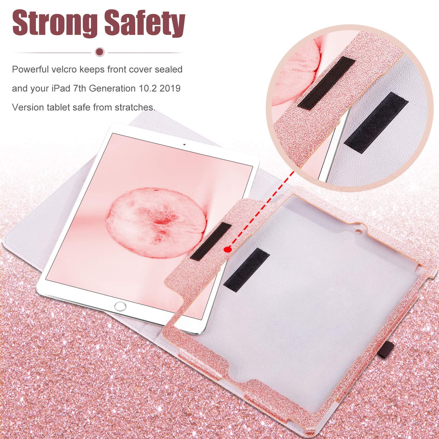 BENTOBEN for iPad 9th / 8th / 7th Generation Case, New iPad 10.2 Case 2021/2020/2019, Auto Wake/Sleep with Pencil Holder PU Leather Protective Case for iPad 10.2 inch, Rose Gold