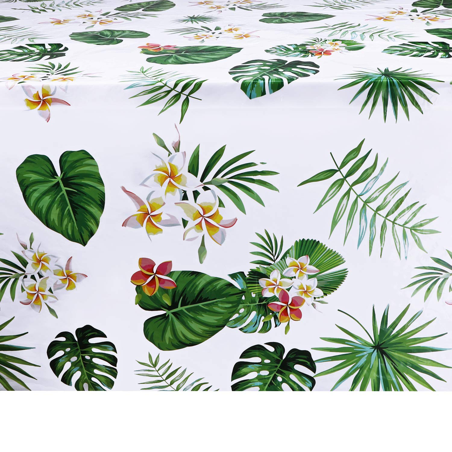 3 Pack Hawaiian Luau Tablecloths for Party Decoration, Hawaii Disposable Plastic Rectangular Table Covers, Aloha Tropical Palm Leaves Table Cloth, Summer Beach Kids Birthday Cocktail Party Supplies
