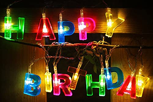 9.84ft LED String Lights Happy Birthday Decorative String Light, Battery Powered Happy Birthday Letter String Lights for Home Garden Party Wedding Birthday Indoor Outdoor Decoration