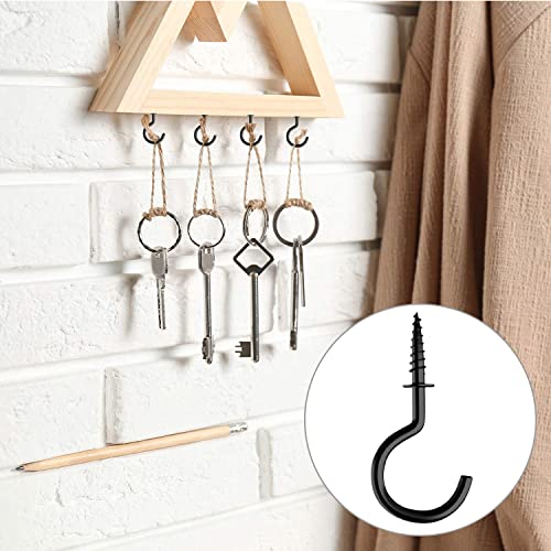 30 Pcs 3 inch Ceiling Hooks, Nickel Plated Metal Screw-in Cup Hooks, Black