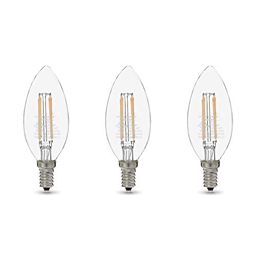 Amazon Basics 60W Equivalent, Clear, Daylight, Dimmable, 15,000 Hour Lifetime, B11 (E12 Candelabra Base) LED Light Bulb | 3-Pack