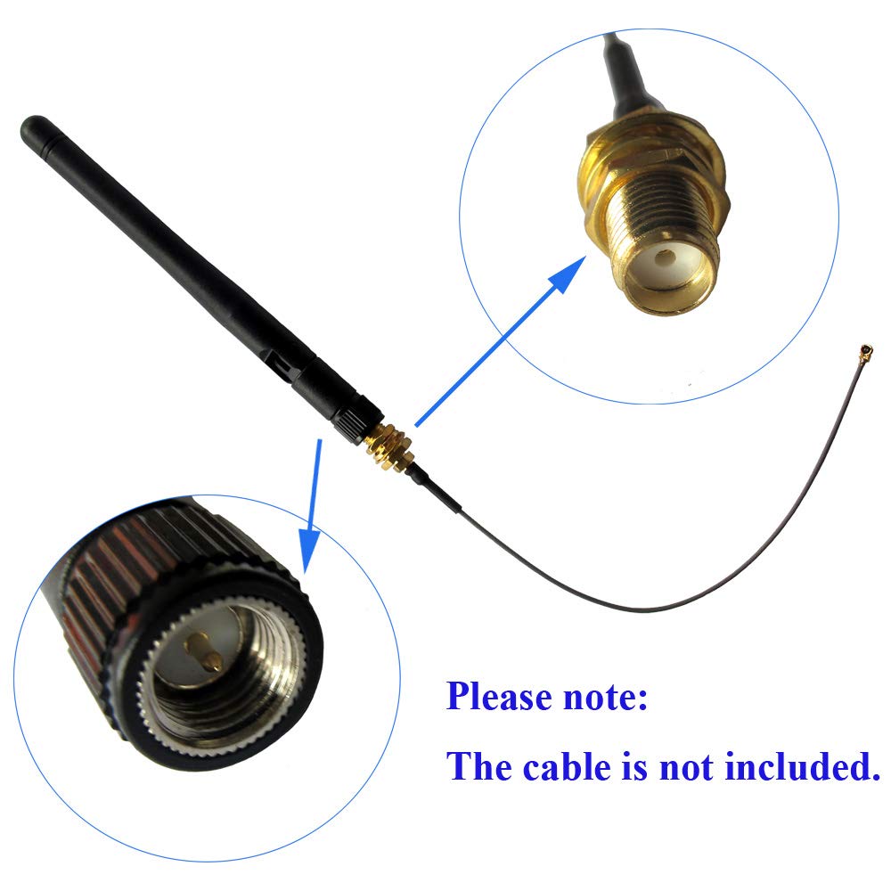 3dBi 2.4GHz Wireless Rubber Aerial Omni-Directional WiFi Antenna SMA Male Connector for Wireless Network Router Pack of 2
