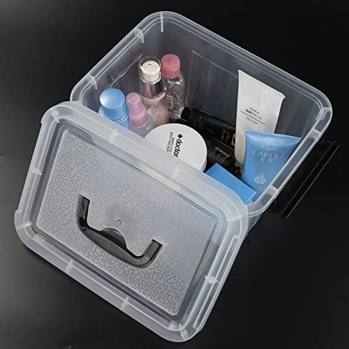 Anbers 6 Quart Clear Plastic Lidded Storage Bins, Latching Box with Handle, 4 Packs