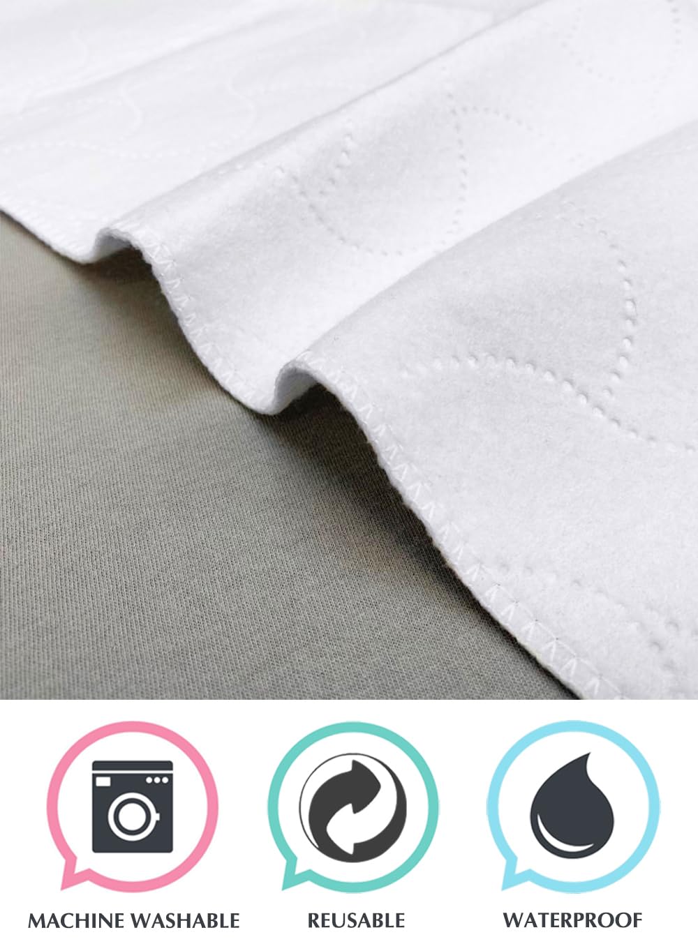 American Baby Company 2 Pack Waterproof Quilt-Like Flat Reusable Multi-use Protective Mattress Pad Cover for Babies, Adults and Pets, White