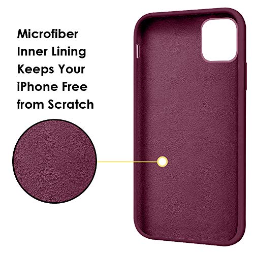 MOCCA for iPhone 11 Case with Ring Kickstand | Super Soft Microfiber Lining | Anti-Scratch Liquid Silicone Shock-Absorbing Case for iPhone 11 - WineRed