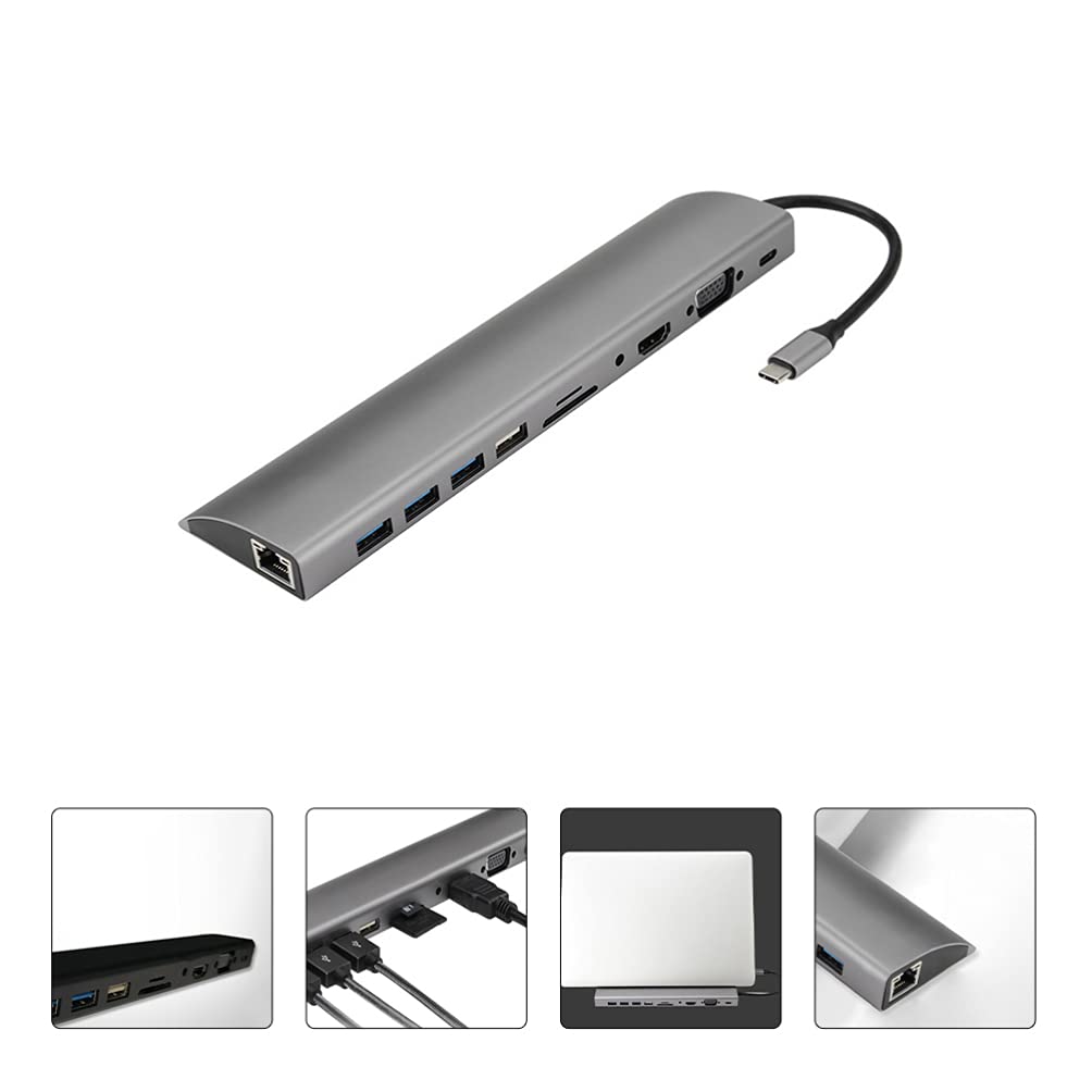OSALADI USB Hub USB Hub USB Hub USB Hub USB Hub USB Hub USB Hubs Aluminium Alloy Computer Converter Type- c Hub 11- in- 1 Hub Dock Station USB Docking Station Adapter