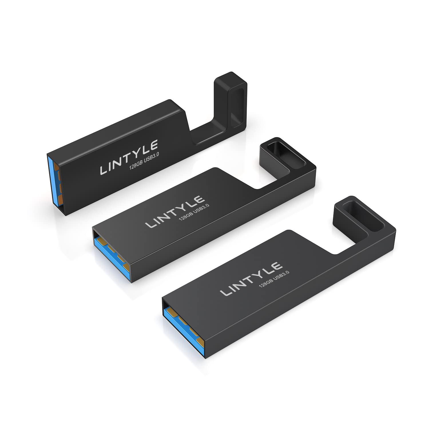 128GB Flash Drive, LINTYLE 128GB USB Drive Ultra High Speed USB 3.0 Thumb Drive Metal Flash Drive 128GB 3.0 for PC Laptop, Black