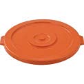 Global Industrial 44 Gallon Plastic Trash Can Lid, Bright Orange
