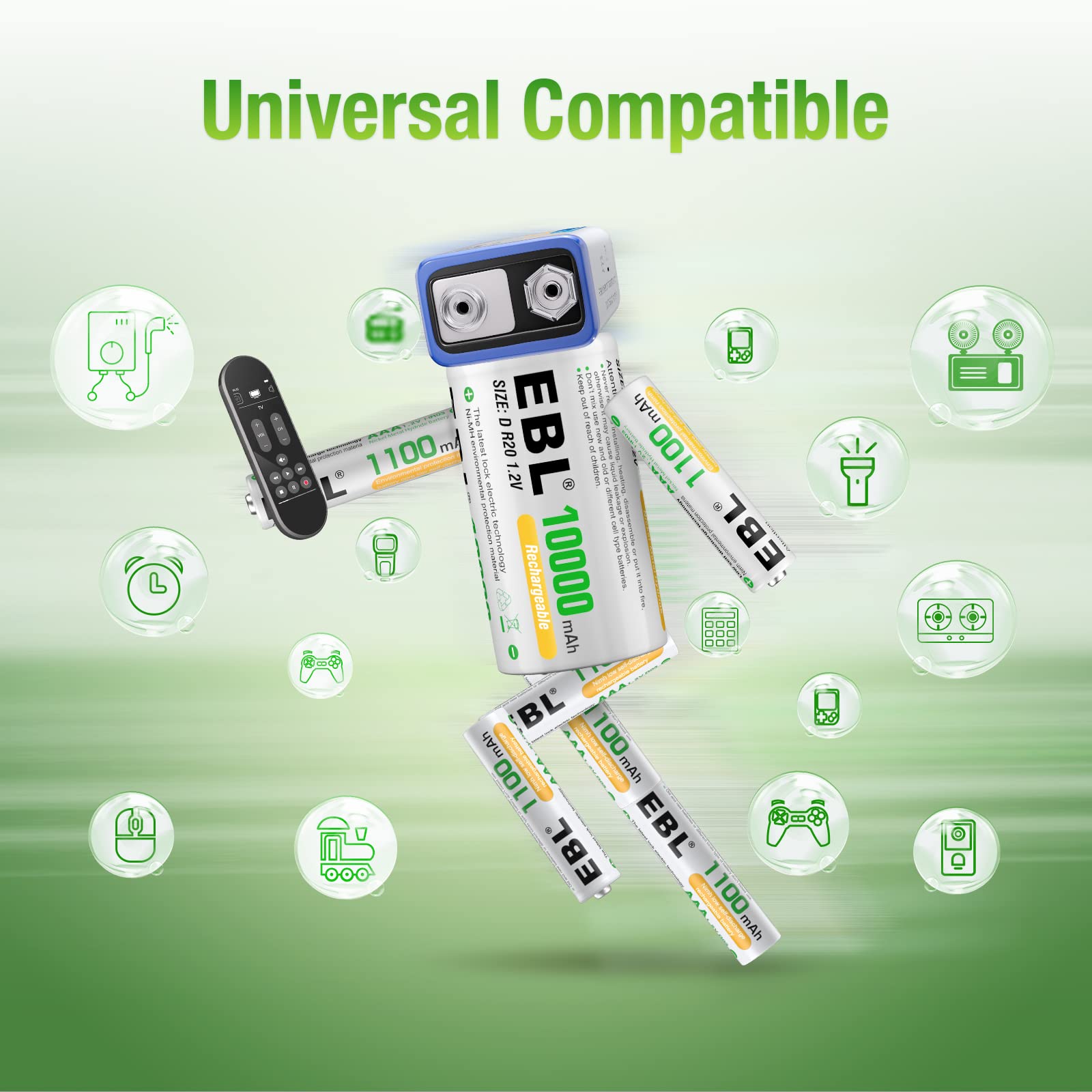 EBL Rechargeable AAA Batteries 1100mAh Ni-MH Triple A Batteries, Precharged Long Lasting AAA Battery - 8 Counts