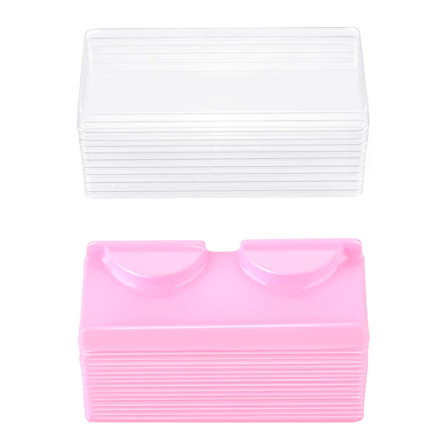 Blulu 50 Packs Minifalse Eyelash Storage Box Empty False Eyelash Care Storage Case Box Container Holder Plastic Lash Cases Makeup Organizer (Pink)