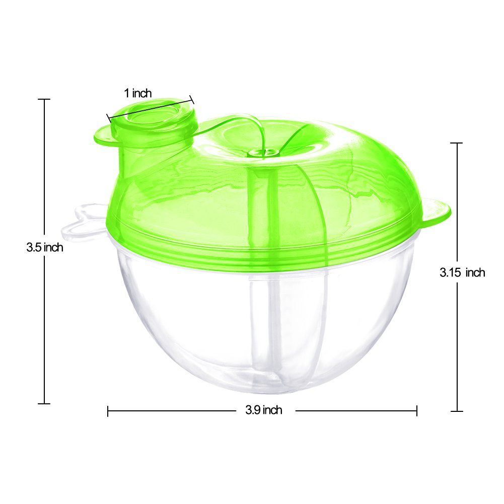 Accmor Baby Formula Dispenser for On-The-Go Feedings, Three-Compartment Non-Spill Formula Container to Go, Snack Milk Powder Dispenser for Traveling with Infant Toddler, Green