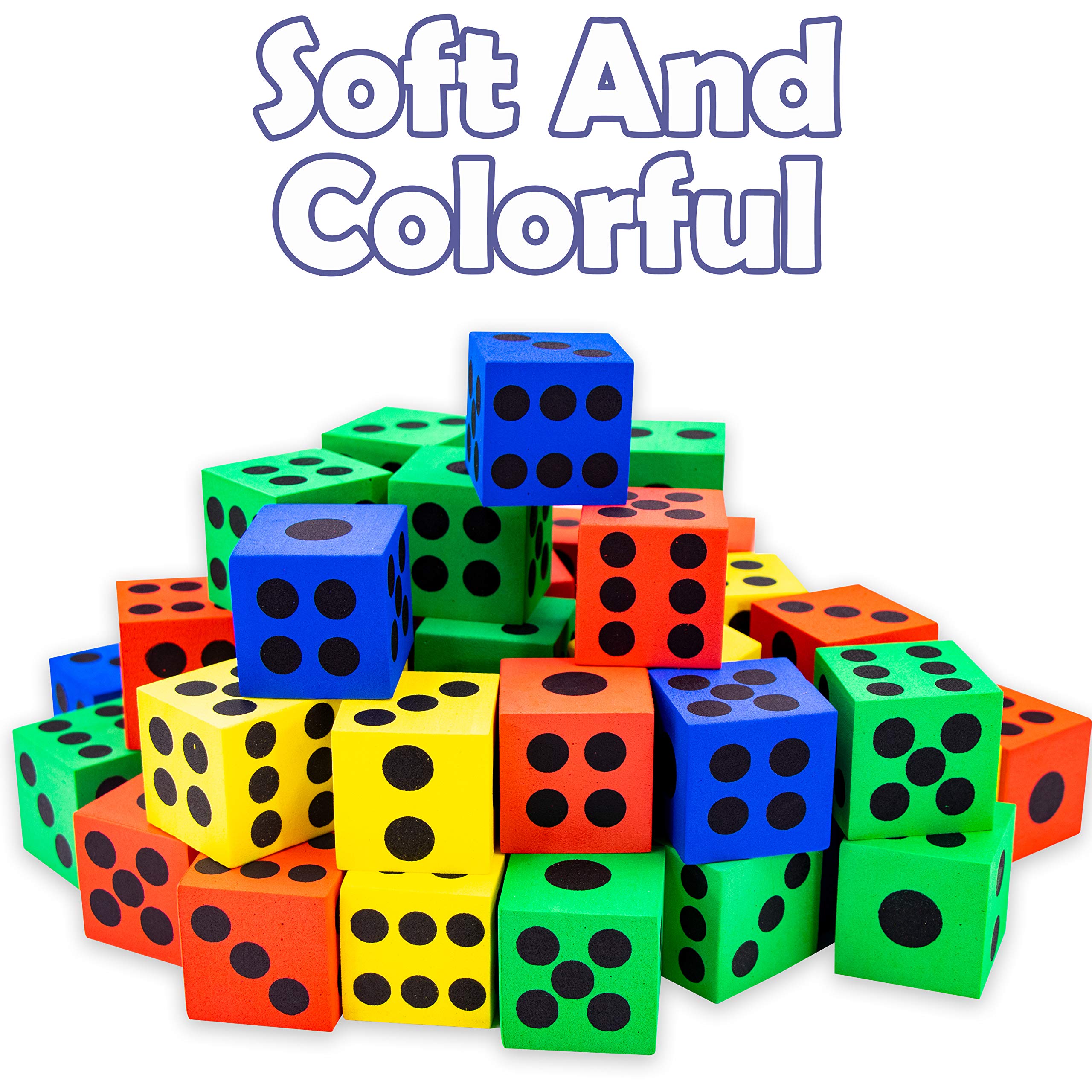 50 Pk Foam Dice, Large Foam Dice for Classroom, Quiet Soft Dice for Children Students Teachers