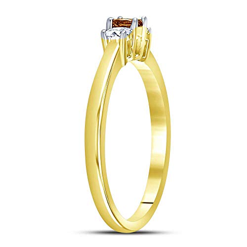 14kt Yellow Gold Princess Brown Diamond 3-stone Bridal Wedding Engagement Ring 1/4 Cttw