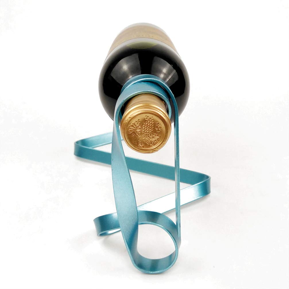 1pc Iron Decoration Rack Suspension Holder Decorative Home Bracket Floating Bottle for Ribbon Wine Novelty Suspended Office Rope Stand Table Silk Sky-blue