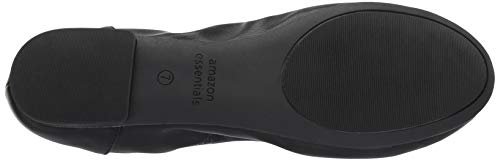 Amazon Essentials Women's Belice Ballet Flat, Black Faux Leather, 9 Wide