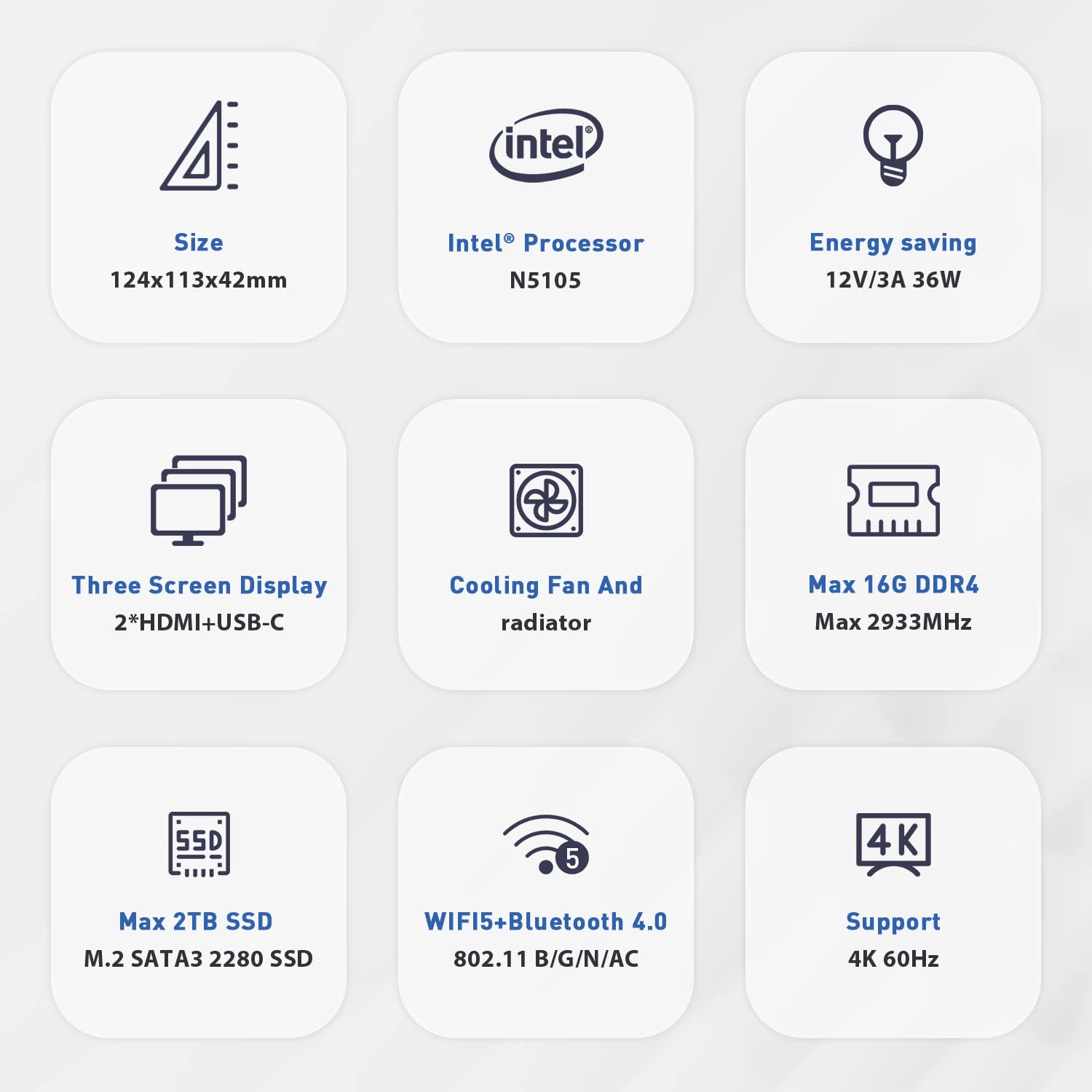 Beelink New 11th Intel 4 core N5105 Processor(up to 2.9GHz), Mini PC,Mini Computer with 16G DDR4 RAM/500GB M.2 SATA3 2280 SSD,Supports 4K FPS/Dual HDMI,WiFi5,BT4.0